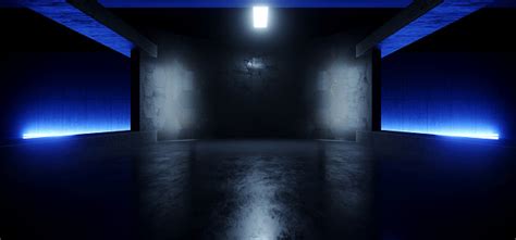 미래형 공상 과학 콘크리트 그런 지 차고 지하 격납고 지하 쇼룸 주차 무대 터널 복도 사이버 빛나는 네온 스트립 어두운 3d 렌더링 0명에 대한 스톡 사진 및 기타 이미지