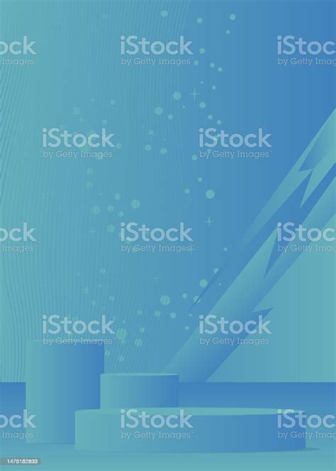 블루 모형 제품 디스플레이 프레젠테이션을 위한 3d 스테이지 쇼케이스 추상 실린더 받침대 연단 공상 과학 최소한의 기하학적 형태 빈 방 장면 0명에 대한 스톡 벡터 아트 및