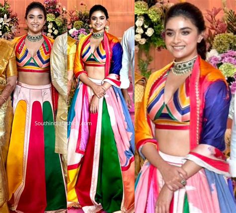 Keerthy Suresh In A Multi Colored Lehenga At Director Venky Atluris Wedding