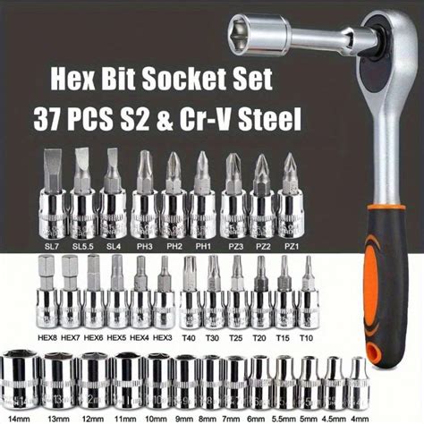 Pcs Socket Wrench Set Socket Ratchet Wrench Tool Kit Home Repair Tools With Drill Socket And