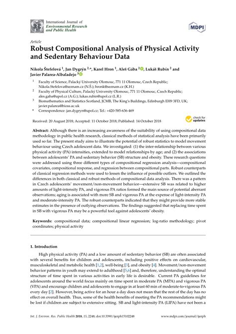 Pdf Robust Compositional Analysis Of Physical Activity And Sedentary