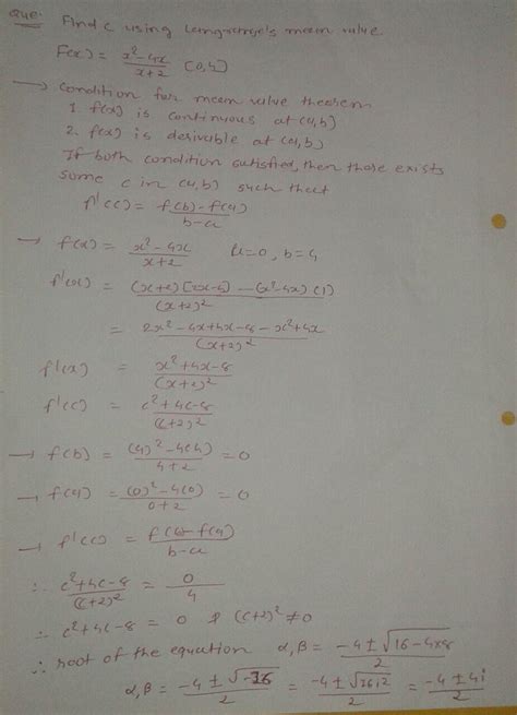 Find C Using Langranges Mean Value Theoremfxdfrac X 2 4x X2 04