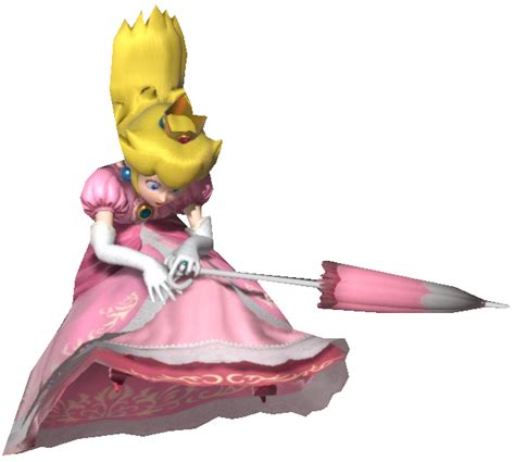 Princess Peach Falling With Her Umbrella Closed By