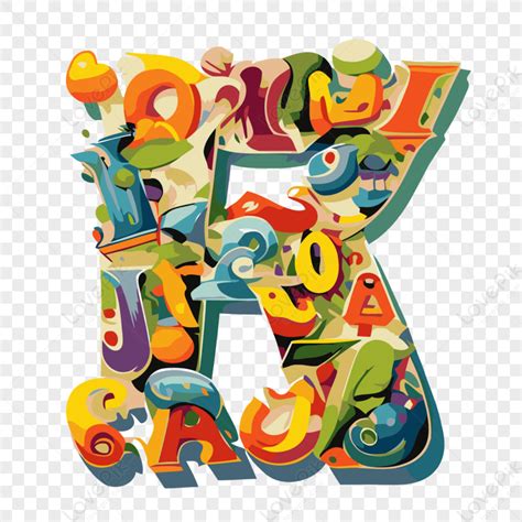 문자 K는 수많은 만화 음식과 색상으로 덮여 있습니다 벡터상표문자 T Png 일러스트 무료 다운로드 Lovepik