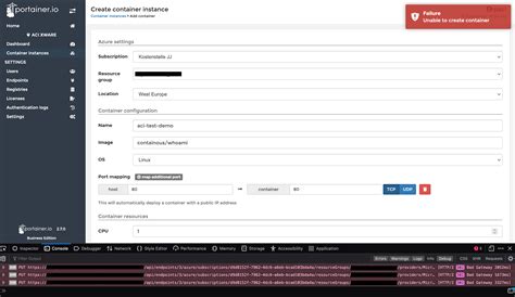 azure container instance aci endpoint errors · issue 5335