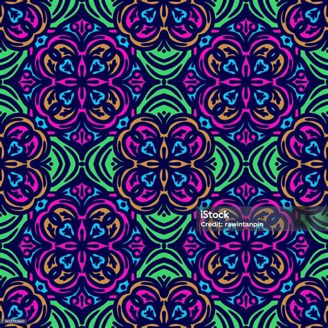 반복되는 복고풍 기하학적 패턴 직물 인쇄 다마스크 스타일 원활한 패턴 배경 모자이크 장식품 빈티지 스타일 직물에 인쇄를 위한 디자인 0명에 대한 스톡 벡터 아트 및 기타