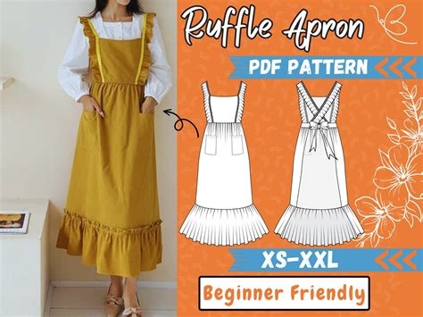 Sewing Pattern Apron Pdf Xs Xxl Cross Back Apron Dress Pattern