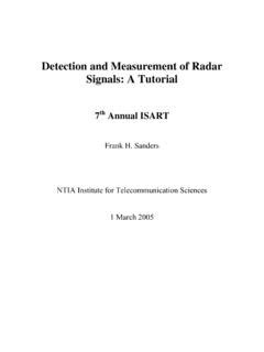 Detection And Measurement Of Radar Signals A Tutorial Detection And Measurement Of Radar