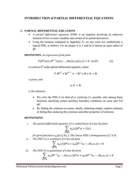 In Mathematics A Partial Differential Equation Pdf Physics Science