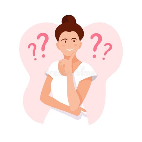 Woman Thinks Question Thinking Girl Concept Girl Solves A Problem Cartoon Thinking Woman