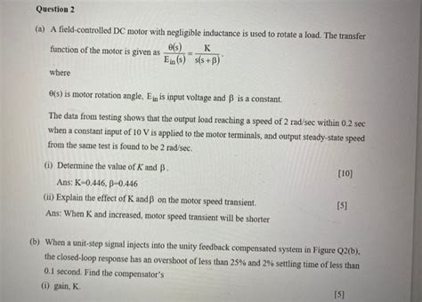 Solved Question A A Field Controlled DC Motor With Chegg