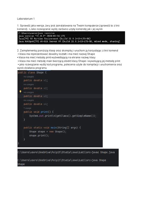 Java Laboratorium Sprawdź jaka wersja Javy jest zainstalowana na Twoim komputerze