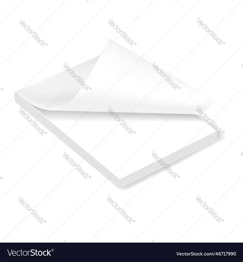 Paper Stack With Bent Sheet White Notepad Vector Image