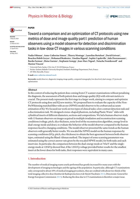 Toward A Comparison And An Optimization Of Ct Protocols Using New Metrics Of Dose And Image