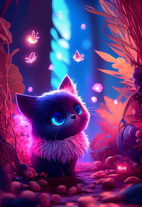 Cute Cat 21 Digital Art By Sampadart Gallery Fine Art America