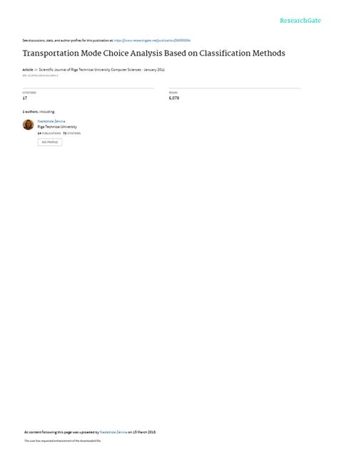 Transportation Mode Choice Analysis Based On Class Pdf Statistical