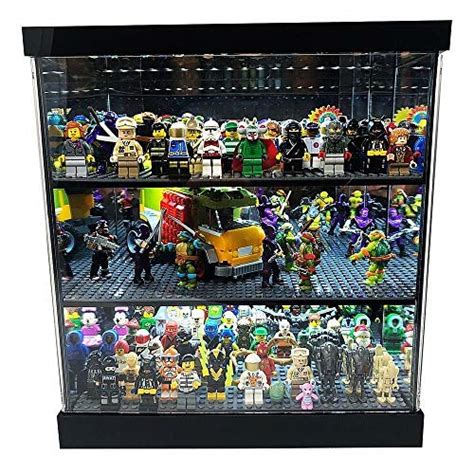 Elite Gloss Black Acrylic Led Lighted And Mirrored Display Case For Lego