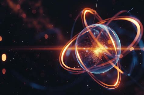 An Artistic Representation Of An Atom With Glowing Orbits And A Radiant Core Set Against A Dark
