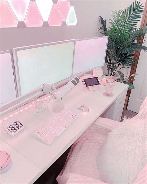 Gaming Setup Computer Setup Pc Setup Gaming Computer Gaming Chair White Desk Setup Gaming