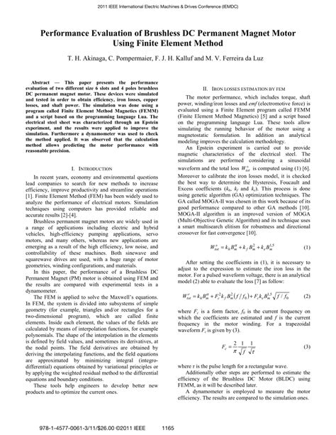 Pdf Performance Evaluation Of Brushless Dc Permanent Magnet Motor Using Finite Element Method