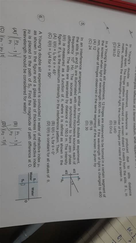 In Youngs Double Slit Experiment Interference Is Produced Due To Slits