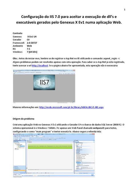 Configuração Do Iis 7 Para O Genexus X Ev1 Pdf Serviços De Informação Da Internet C Sharp