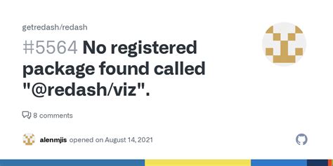 No Registered Package Found Called Redash Viz Issue 5564
