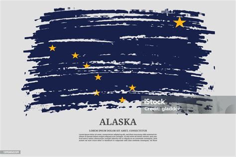 브러시 스트로크 효과와 정보 텍스트 포스터 벡터와 알래스카 국기 북극성에 대한 스톡 벡터 아트 및 기타 이미지 북극성