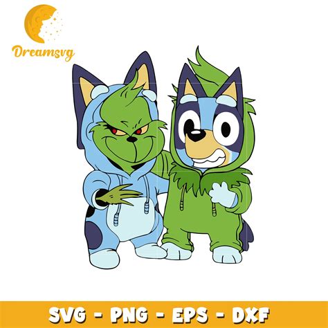 Bluey And Grinch Cosplay Svg Bluey Svg Grinch Character Svg