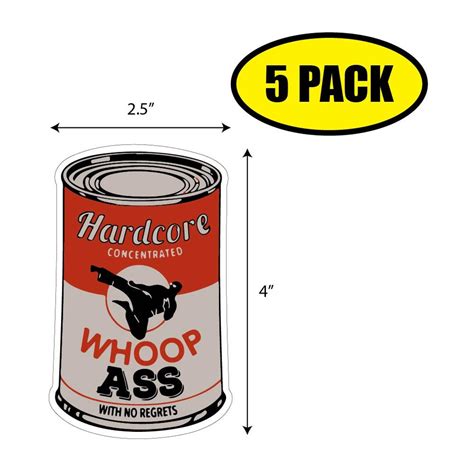 Hardcore Whoop Ass Vinyl Sticker Decal 4 X 25 Peel And Stick Funny