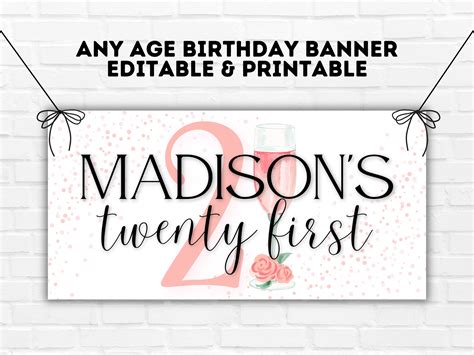 21st Birthday Banner Templates Free