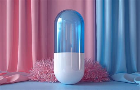 Blue And White Plastic Pill 3d Render In The Style Of Graphic Design Poster Art Soft Generative