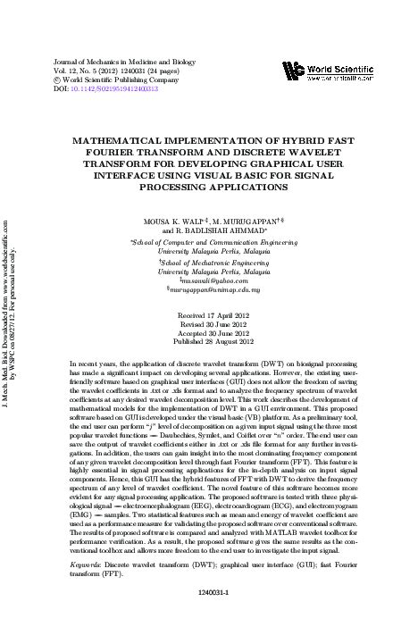 Pdf Mathematical Implementation Of Hybrid Fast Fourier Transform And Discrete Wavelet