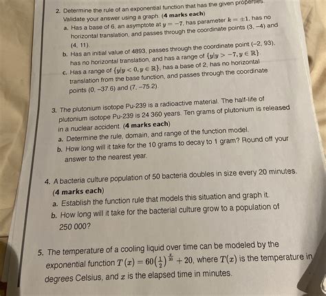 Solved Determine The Rule Of An Exponential Function That
