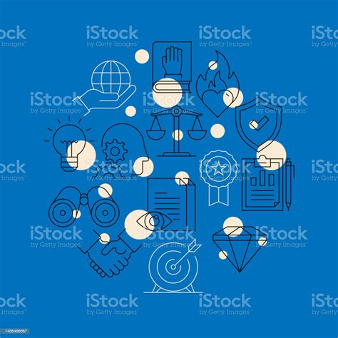 Core Values Related Design Element Pattern Design With Outline Icons