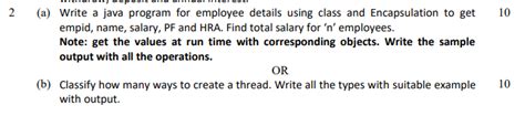 Solved 2 A ﻿write A Java Program For Employee Details
