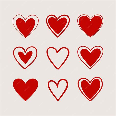 Premium Vector Nine Variations Of Red Heart Designs A Simplistic Collection Against A White