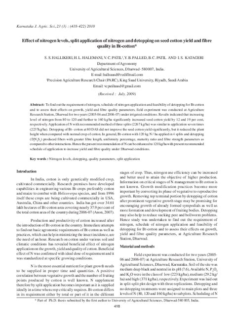 Pdf Effect Of Nitrogen Levels Split Application Of Nitrogen And