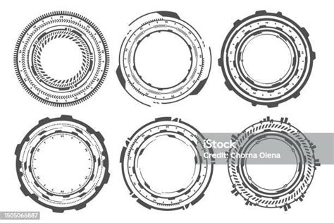 디지털 기술 게임 디자인을 위한 Hud 기술 서클 사이버 인터페이스를 위한 그래픽 요소 둥근 Ui 프레임 원형 벡터 추상