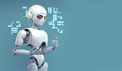 premium ai image robot with data information concept of chatbot or ai