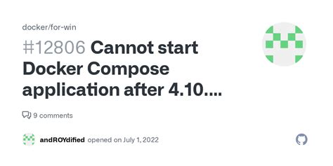 Cannot Start Docker Compose Application After Update Issue Docker For Win Github