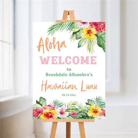 Hawaiian Luau Welcome Sign Luau Party Decorations Etsy