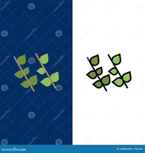 Ecology Leaf Nature Spring Icons Flat And Line Filled Icon Set