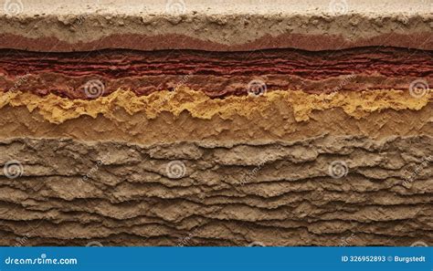 Cross Section Through A Soil Layer With Different Colored Sediment