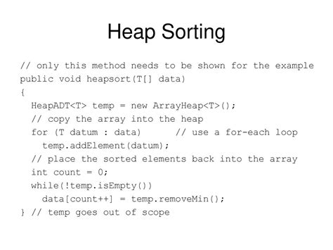 Heaps And Heap Sorting Heaps Implemented In An Array Heap Sorting
