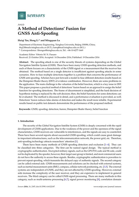 Pdf A Method Of Detections Fusion For Gnss Anti Spoofing