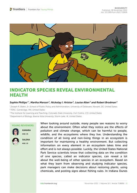 Pdf Indicator Species Reveal Environmental Health