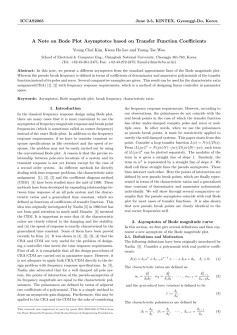 pdf a note on bode plot asymptotes based on transfer function