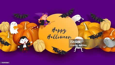 해피 할로윈 디자인입니다 3d 마녀 뱀파이어 박쥐 호박 미라 유령 달 몬스터에 대한 스톡 벡터 아트 및 기타 이미지 몬스터 0명 3차원 형태 Istock