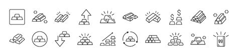 골드 바 라인 아이콘 컬렉션 편집 가능한 스트로크 인포그래픽 기사 서적 전단지 배너에 적합 0명에 대한 스톡 벡터 아트 및 기타